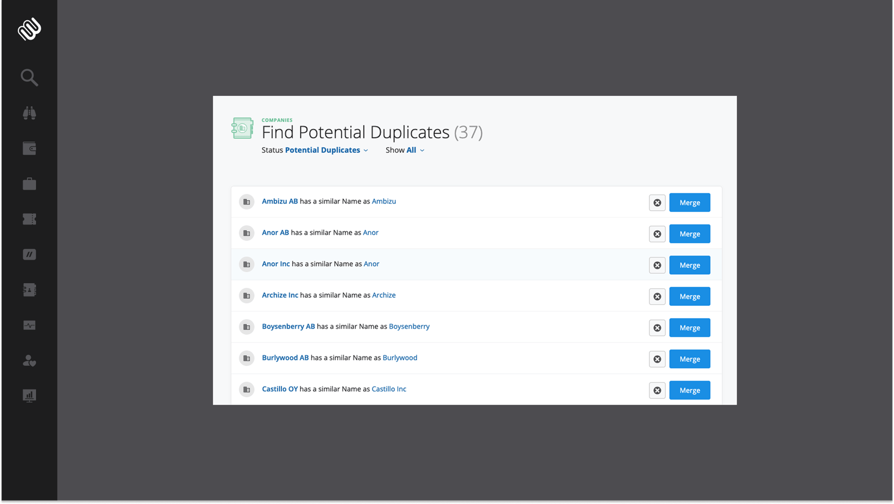 New Company Find Duplicates Tool